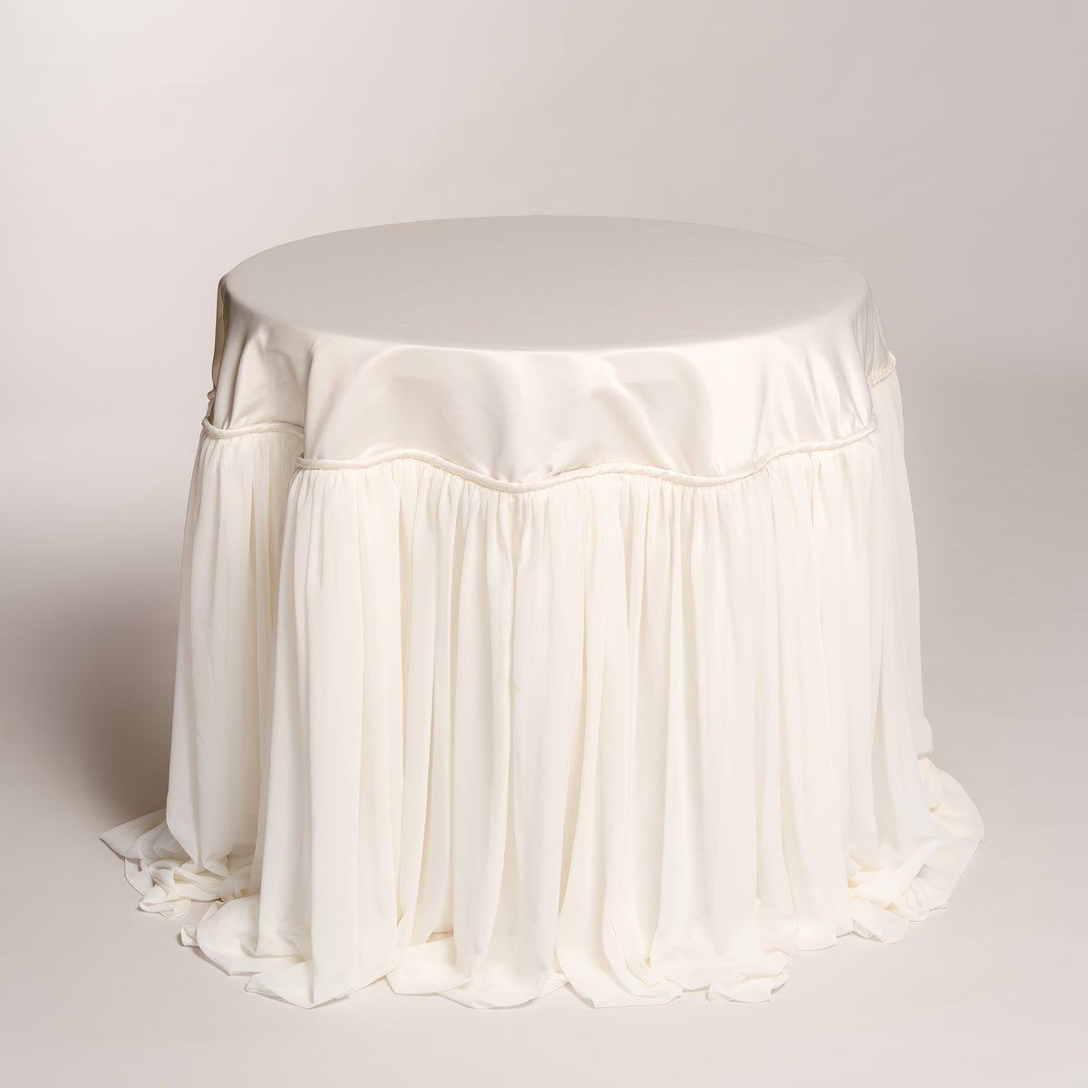Duchess Satin Gathered Table Skirt – House of Harvey Co.